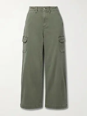 Paige Carly High-rise Cotton-blend Wide-leg Cargo Pants