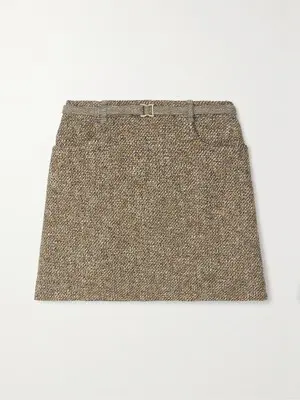 Chloé Belted Wool-blend Tweed Mini Skirt