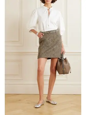 Chloé Belted Wool-blend Tweed Mini Skirt