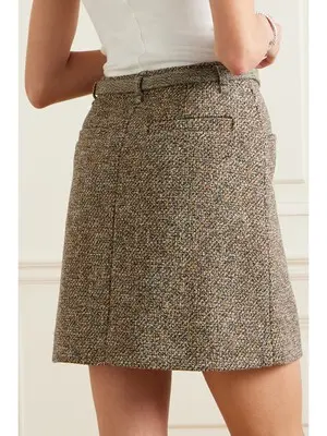 Chloé Belted Wool-blend Tweed Mini Skirt