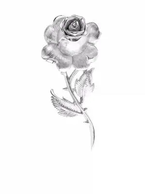 SUSAN CAPLAN 1960s Trifari Rose Motif Brooch - Silver