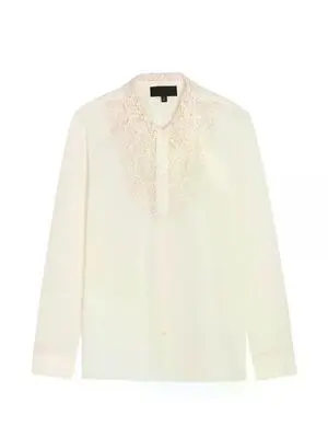 NILI LOTAN Lace Collared Shirt - Neutrals