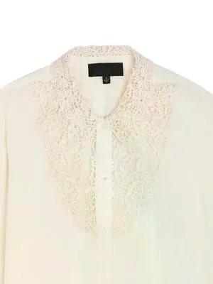 NILI LOTAN Lace Collared Shirt - Neutrals