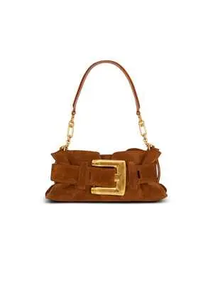 Balmain Anthem Mini Suede Leather Bag - Brown
