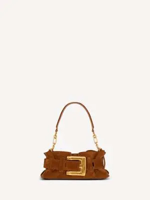 Balmain Anthem Mini Suede Leather Bag - Brown