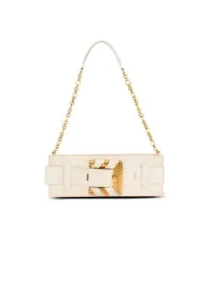 Balmain Anthem Lambskin And Enamel Clutch - Beige