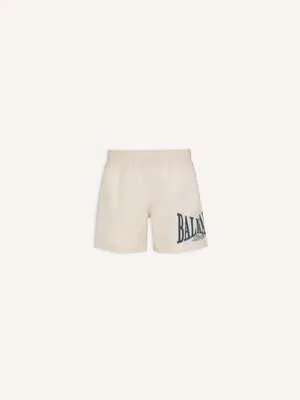 Balmain Printed Swim Shorts Beige