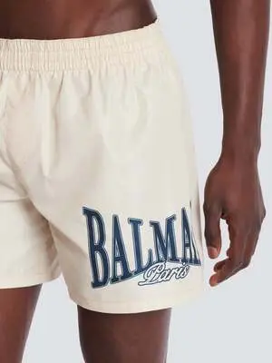 Balmain Printed Swim Shorts - Beige