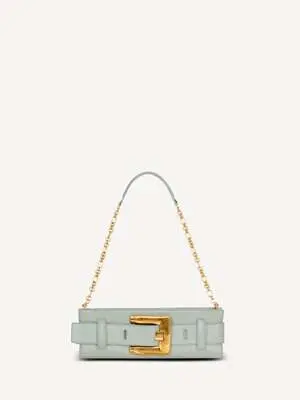 Balmain Anthem Calfskin Leather Clutch - Green