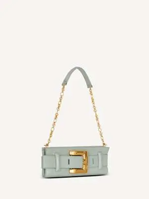 Balmain Anthem Calfskin Leather Clutch - Green