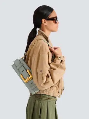 Balmain Anthem Calfskin Leather Clutch - Green
