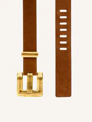 Balmain Anthem Suede Leather Belt - Brown