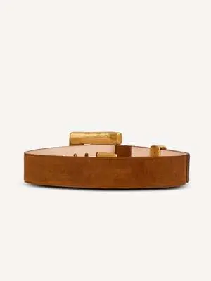 Balmain Anthem Suede Leather Belt - Brown