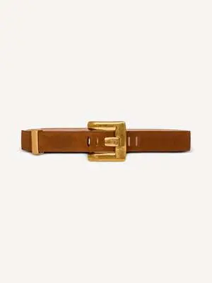 Balmain Anthem Suede Leather Belt - Brown