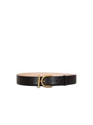 Balmain Calfskin T-bar Belt - Black