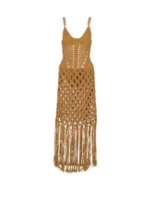 Balmain Crochet Mini Dress - Brown