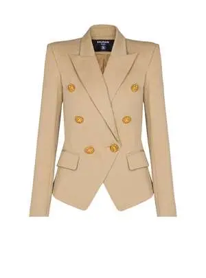 Balmain Gabardine 6-button Jacket - Beige