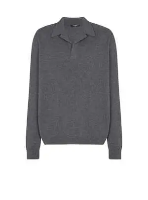 Balmain Long-sleeved Polo Shirt In Eco-cashmere