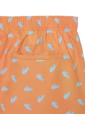 Lacoste Crocodile-print Swim Shorts - Orange