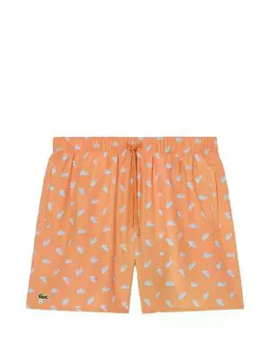 Lacoste Crocodile-print Swim Shorts - Orange