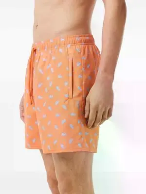 Lacoste Crocodile-print Swim Shorts - Orange