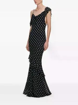 SELF-PORTRAIT Georgette Polka Dot Ruffled Maxi Dress