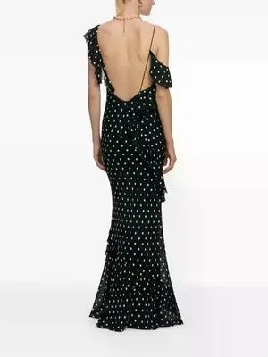 SELF-PORTRAIT Georgette Polka Dot Ruffled Maxi Dress