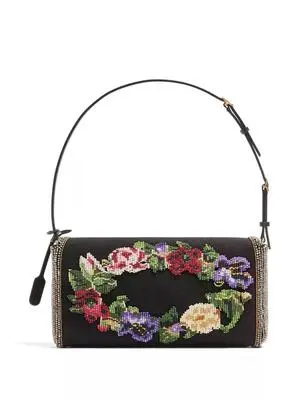 Valentino Garavani Devain Small Embroidered Shoulder Bag - Black