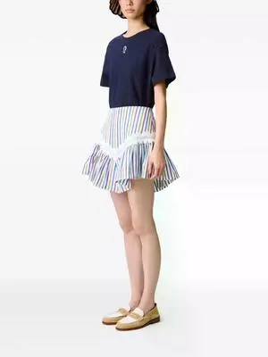 Claudie Pierlot Striped Lace Trim Mini Skirt