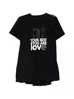 Sacai Text-print Pleated T-shirt