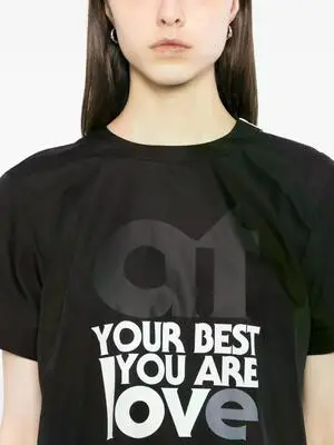 Sacai Text-print Pleated T-shirt