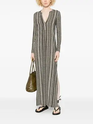 SIYU Baez Kaftan Maxi Dress With V-neck And Side Slits - Multi