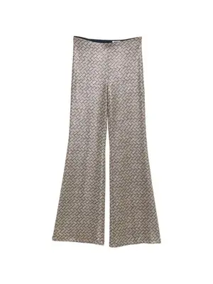 SIYU Patterned High-waisted Flared Trousers - Brown