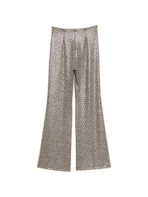 SIYU Patterned High-waisted Flared Trousers - Brown