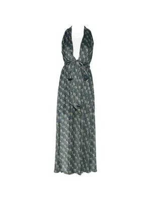 SIYU Printed V-neck Maxi Dress