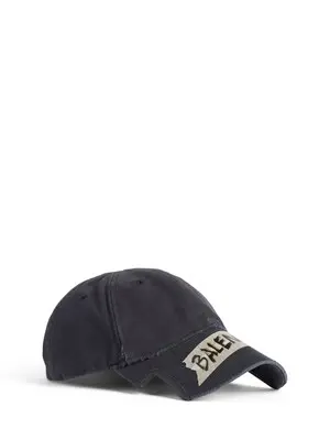 Balenciaga Baseball Cap With Tape Detail - Black