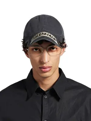 Balenciaga Baseball Cap With Tape Detail - Black