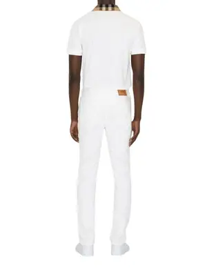 Burberry Check Collar Cotton Polo Shirt - White