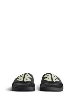 Balenciaga Logo Pool Slides - Black