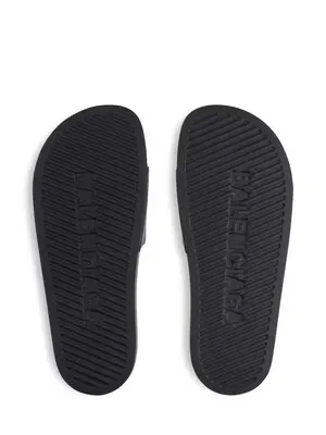 Balenciaga Logo Pool Slides - Black