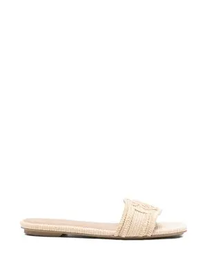 Emporio Armani Rafia Flat Sandals - Beige