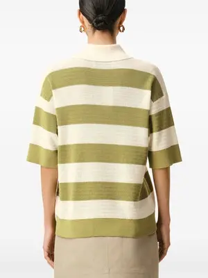 AMI Paris De Coeur Striped Polo Shirt