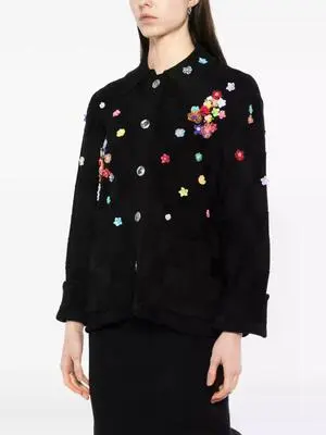 YANYAN Floral-embellished Check Cardigan