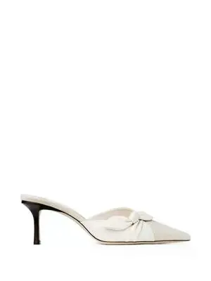 JIMMY CHOO Livi 65 Mules With Bow Detailing - Neutrals