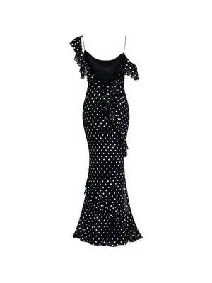 SELF-PORTRAIT Georgette Polka Dot Ruffled Maxi Dress