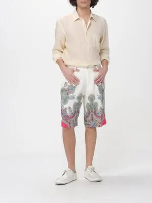 Etro Tailored Linen Shorts With Paisley Print - White