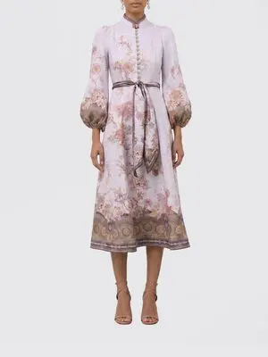 Zimmermann Linen Floral Print Midi Dress