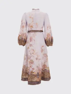 Zimmermann Linen Floral Print Midi Dress