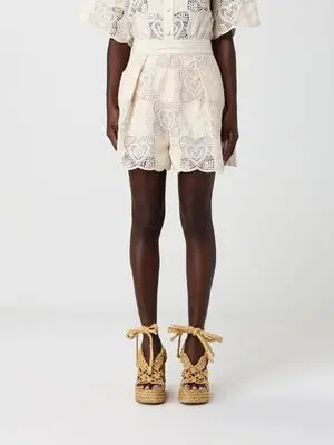 Zimmermann Cotton Blend Lace Insert Embroidered Shorts