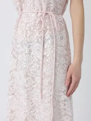TWINSET Lace Dress With Sequins - Sand